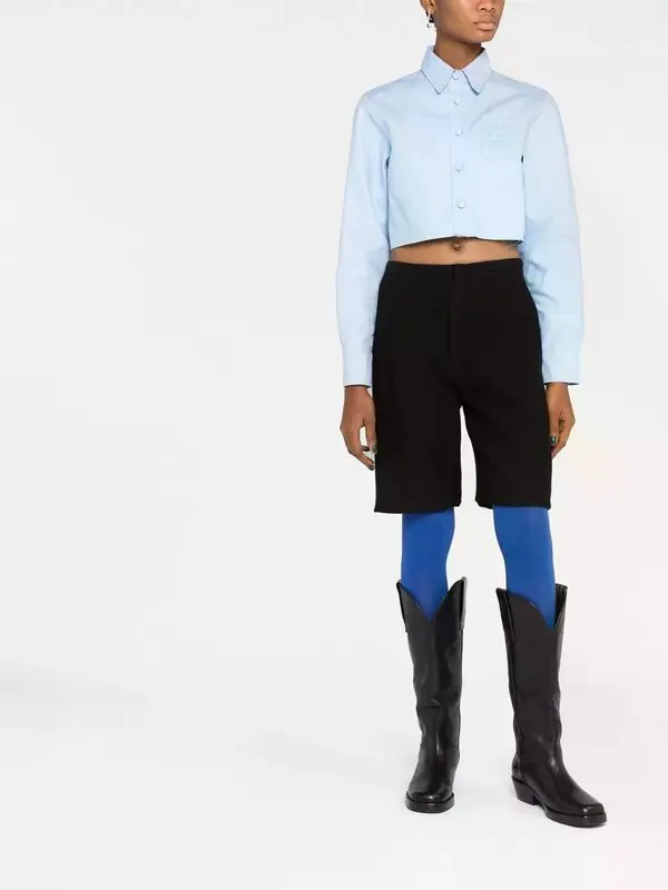 Raf Simons Cropped Cotton Shirt - Blue