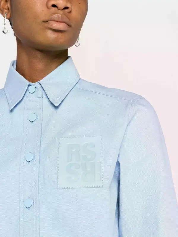 Raf Simons Cropped Cotton Shirt - Blue
