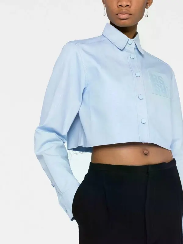 Raf Simons Cropped Cotton Shirt - Blue