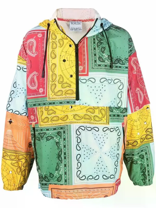 COUNTY OF MILAN Bandana-print Hooded Jacket - Blue