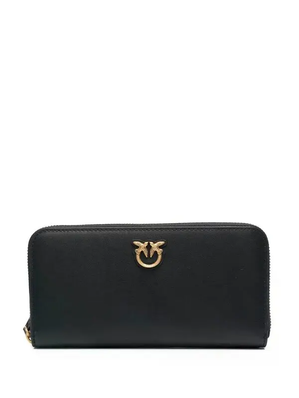 Pinko Ryder Logo-plaque Leather Wallet - Black