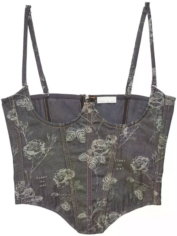FLEUR DU MAL Jacquard Bustier - Blue