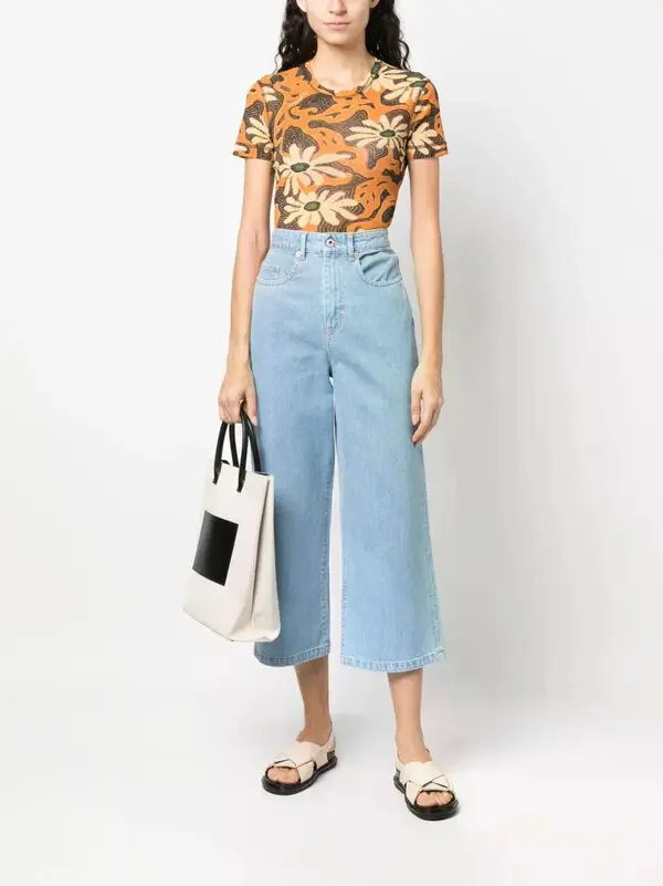 Kenzo Sumire Cropped Wide-leg Jeans