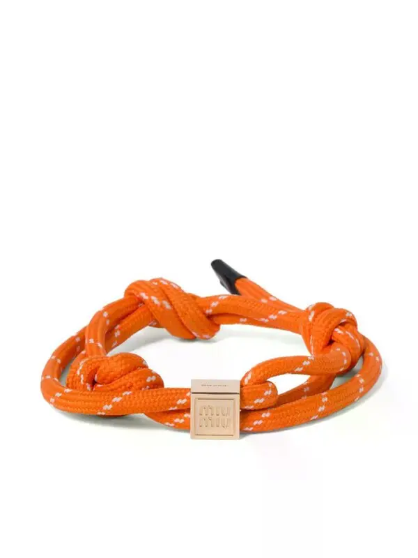 Miu Miu Logo-charm Rope Bracelet - Orange