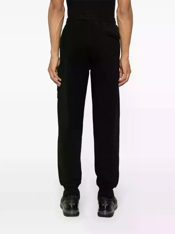 Stone Island Compass-appliqué Cotton Track Pants - Black