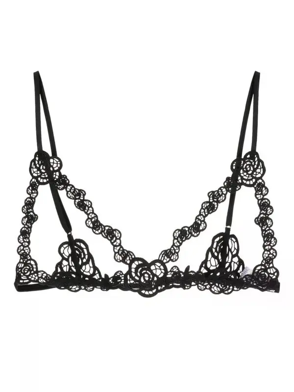 FLEUR DU MAL Fleur Guipure Ouvert Bralette - Black