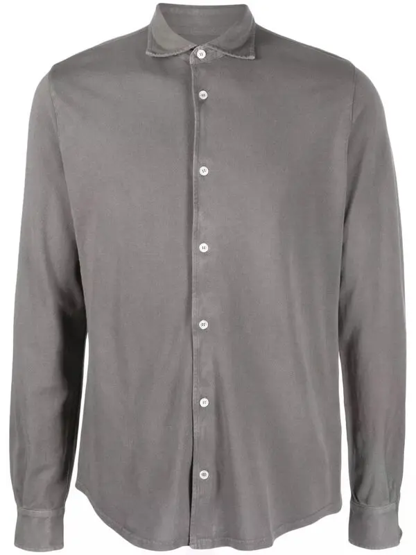 Fedeli Chambray Spread-collar Cotton Shirt - Grey
