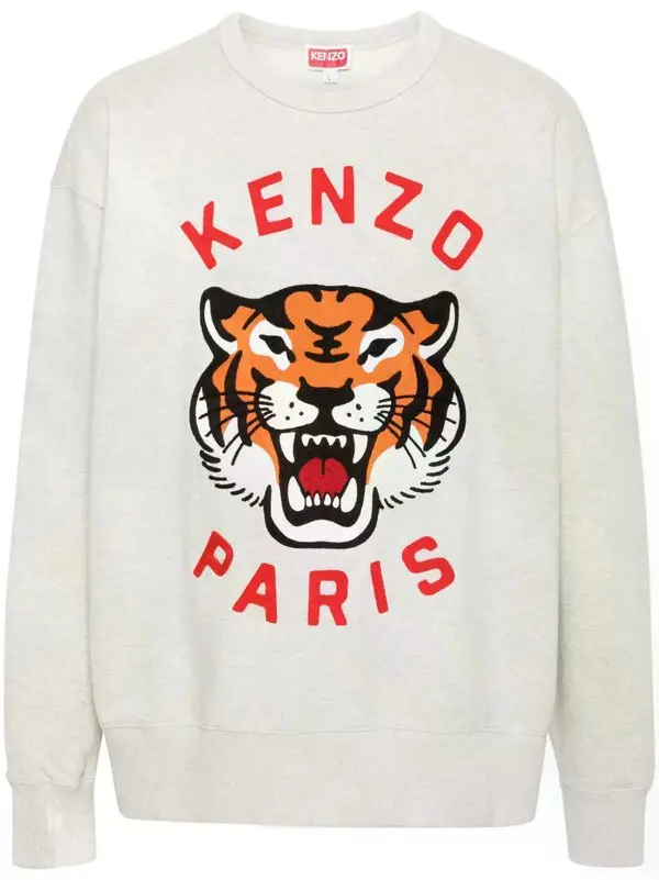 Kenzo Lucky Tiger Cotton Sweatshirt - Neutrals