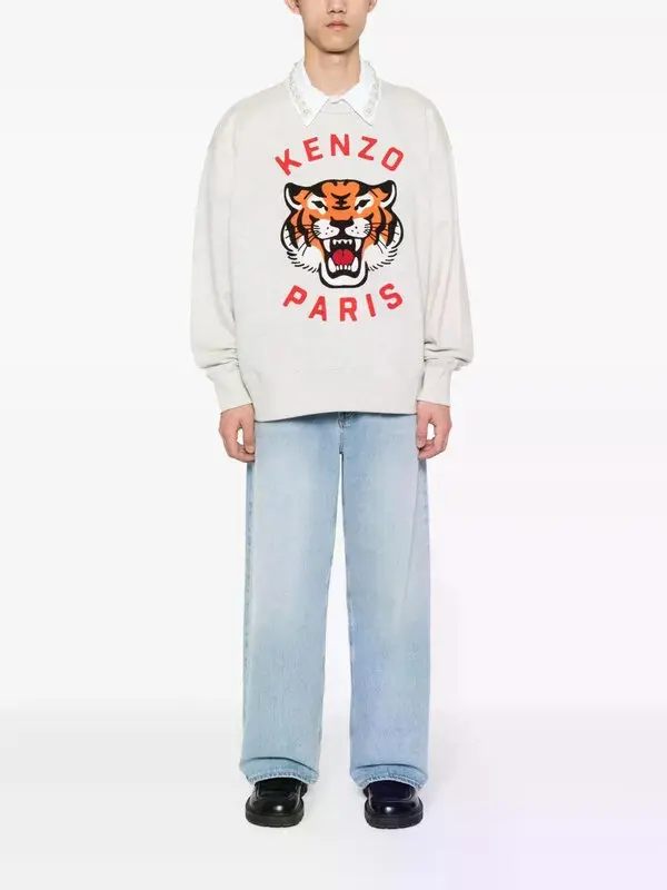 Kenzo Lucky Tiger Embroidered Cotton Sweatshirt