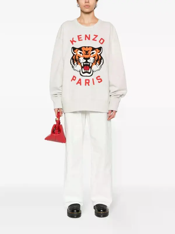 Kenzo Lucky Tiger Embroidered Cotton Sweatshirt