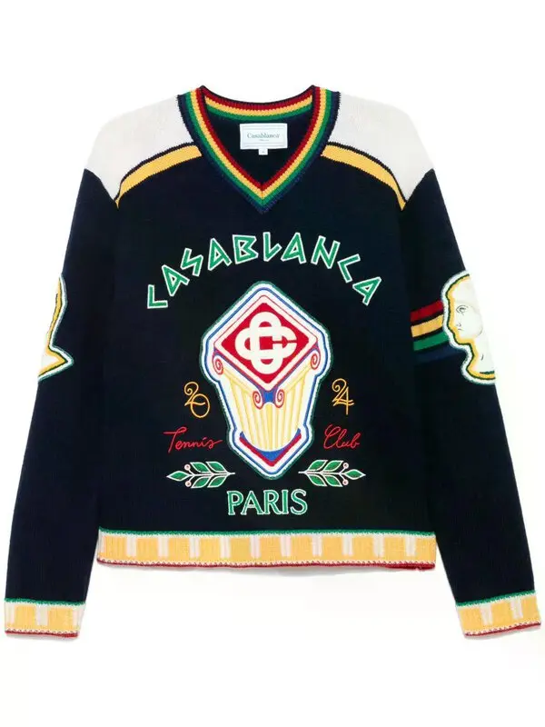 Casablanca Fraternity Merino Wool Sweater - Blue