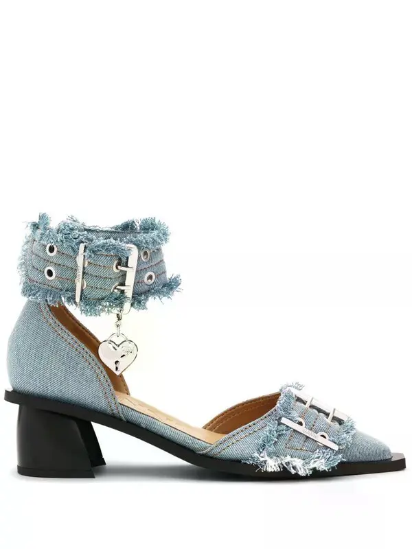 GANNI Denim Pumps With Buckle Detailing