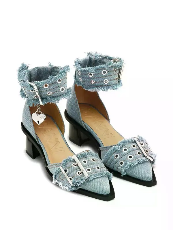 GANNI Denim Pumps With Buckle Detailing