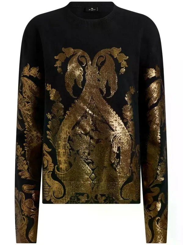 Etro Metallic-print Jumper - Black