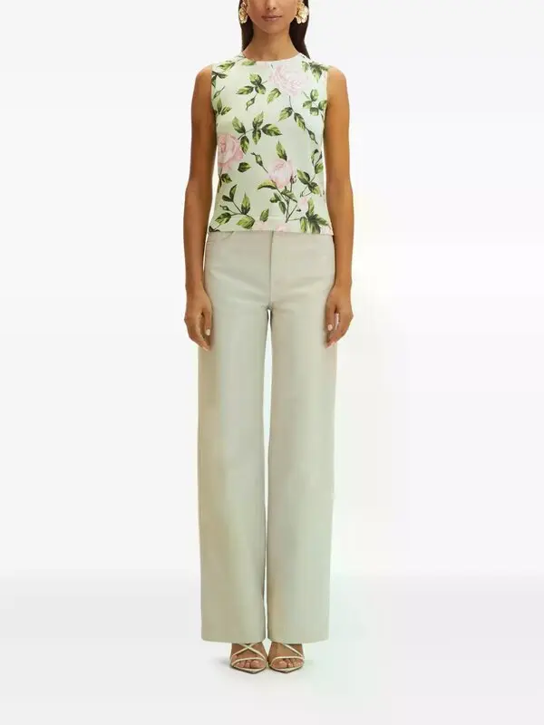 Oscar De La Renta Rose-print Sleeveless Top