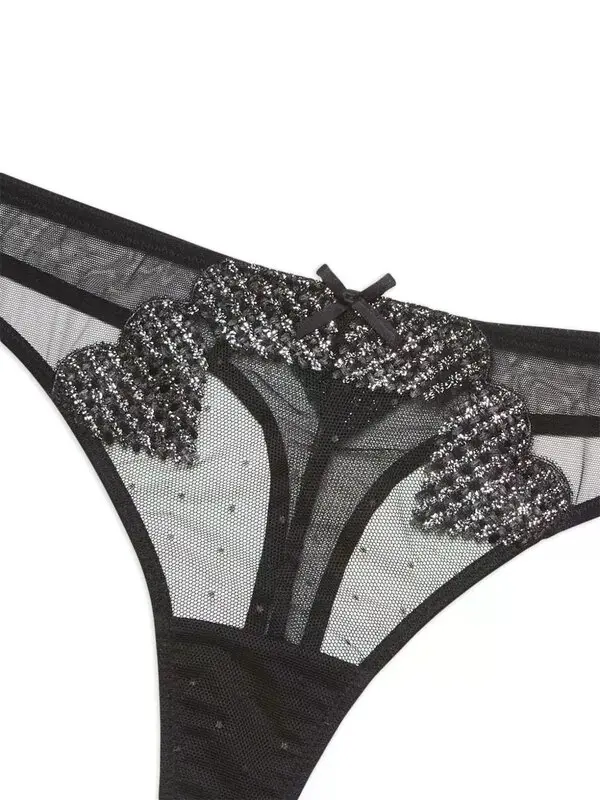 FLEUR DU MAL Heart Embroidered Thong