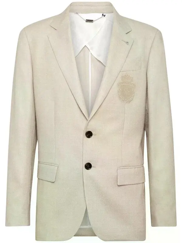 BILLIONAIRE Logo-patch Single-breasted Blazer - Neutrals