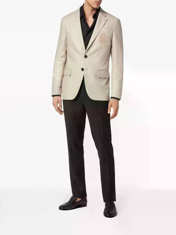 BILLIONAIRE Logo-patch Single-breasted Blazer - Neutrals