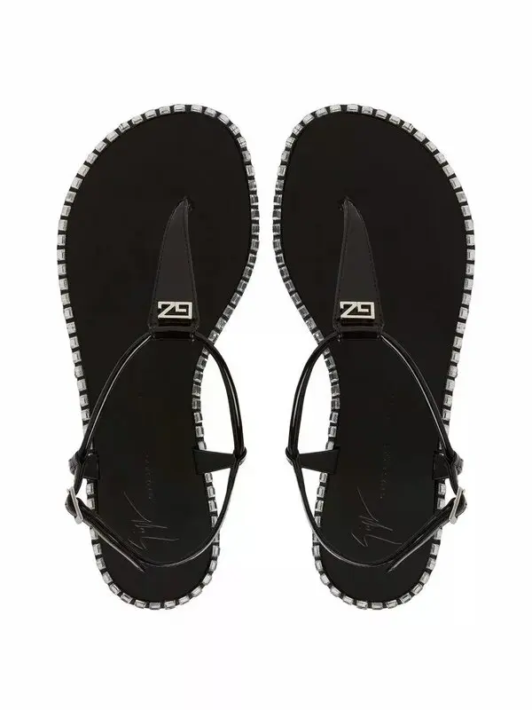 GIUSEPPE ZANOTTI Bellatriks Studded Flat Sandals - Black