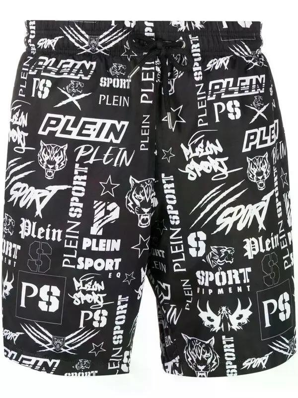 PLEIN SPORT Logo-print Swim Shorts - Black