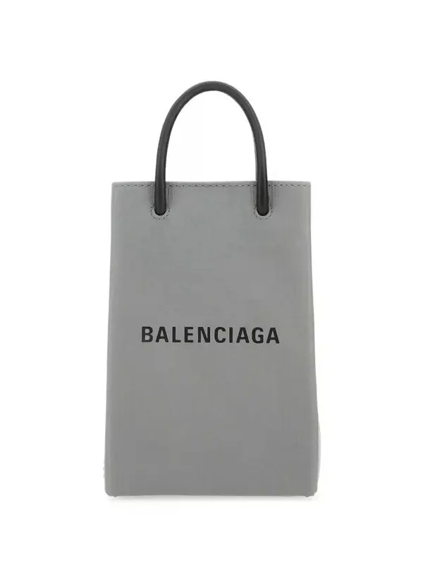 Balenciaga Logo-print Leather Phone Case - Grey