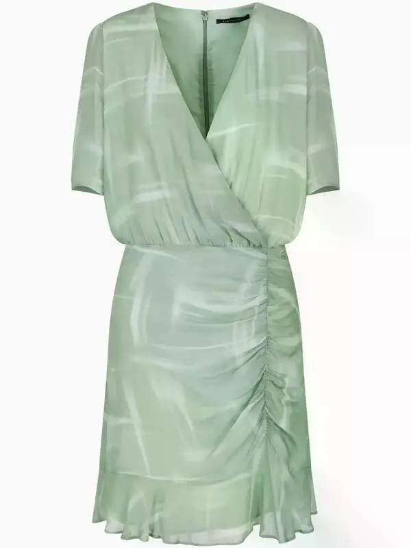 Armani Exchange Ruched V-neck Dress - Green