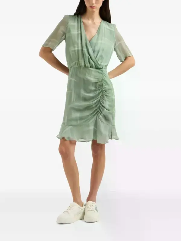 Armani Exchange Ruched V-neck Dress