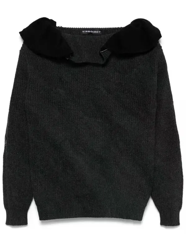 Y/project Dark Cotton Blend Zip Hooded Sweater