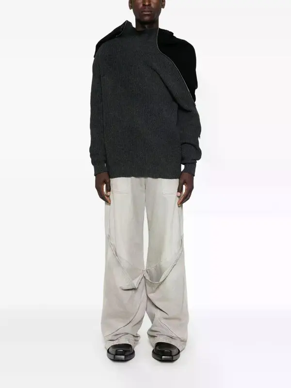 Y/project Dark Cotton Blend Zip Hooded Sweater