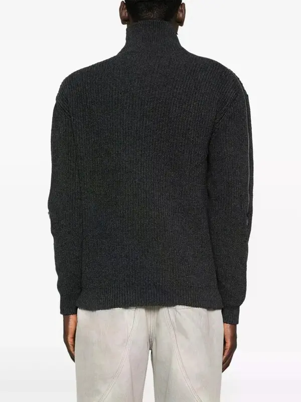 Y/project Dark Cotton Blend Zip Hooded Sweater