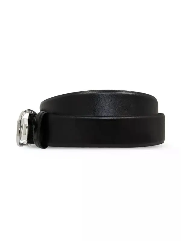 DIESEL® B-1dr Logo Buckle Leather Belt - Black