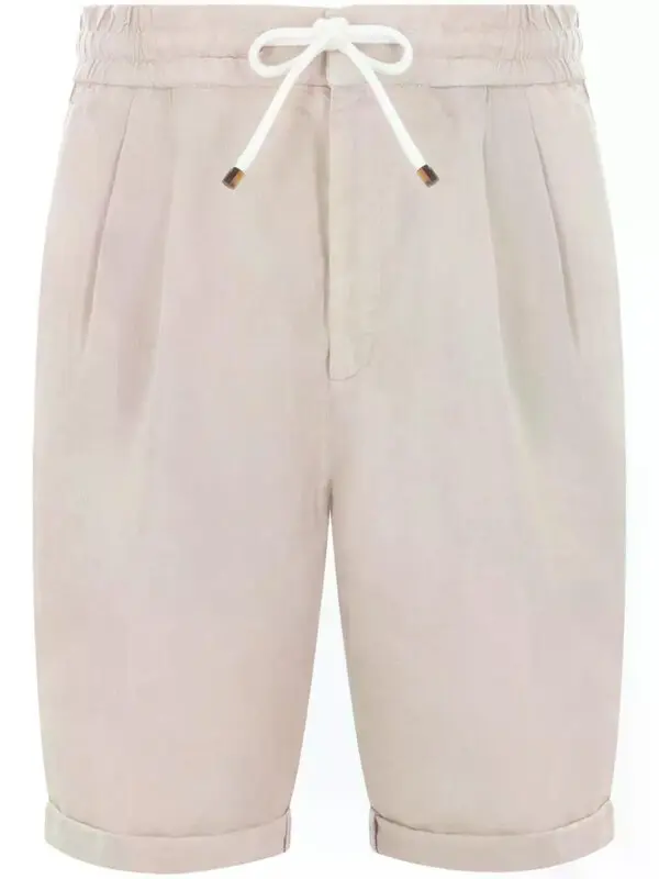 Brunello Cucinelli Garment-dyed Linen Gabardine Bermuda Shorts With Drawstring And Pleats
