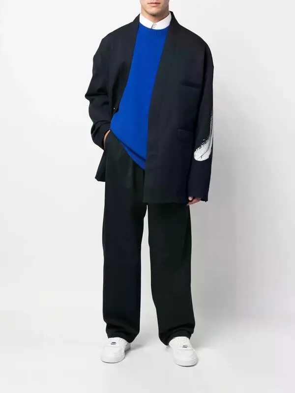 COUNTY OF MILAN Marcelo Burlon Feather Print Wool Blazer