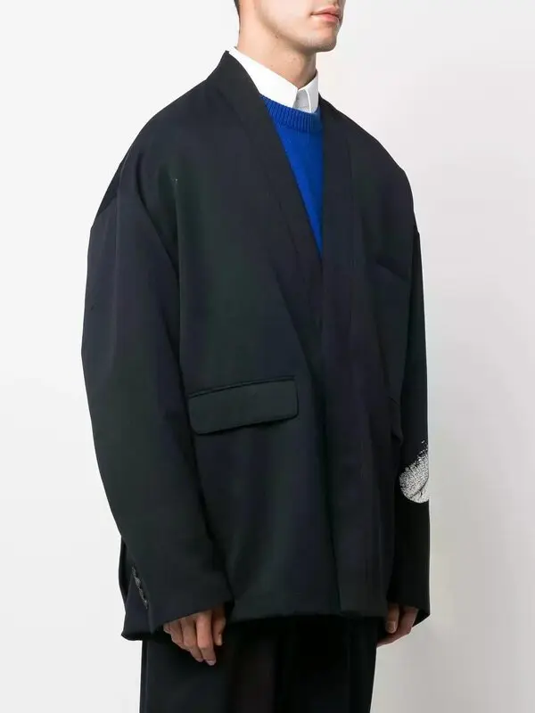 COUNTY OF MILAN Marcelo Burlon Feather Print Wool Blazer