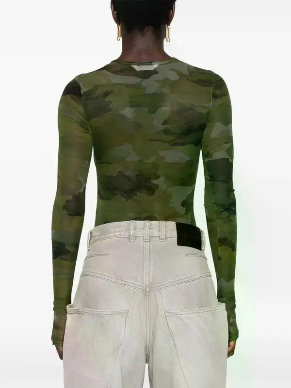 Palm Angels Embroidery-logo Camouflage Bodysuit - Green