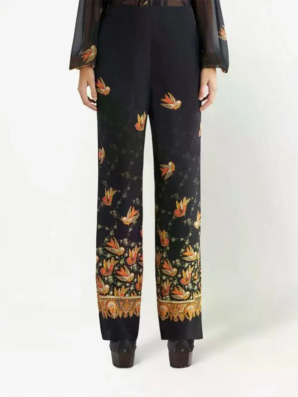 Etro Silk Paisley-print Straight Trousers