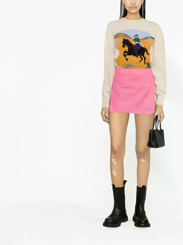 Palm Angels Cotton Blend A-line Mini Skirt