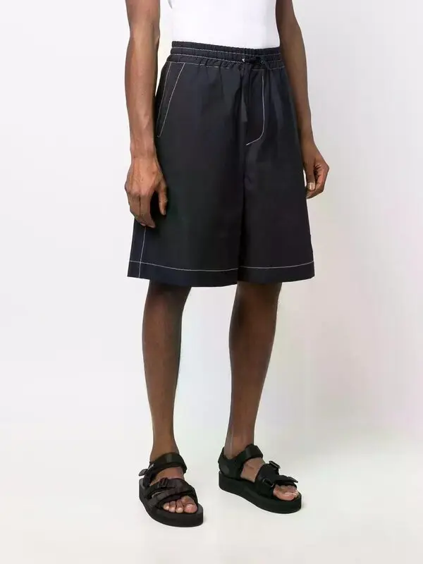 Sunnei Dark Wash Wide Leg Shorts With Contrast Stitching