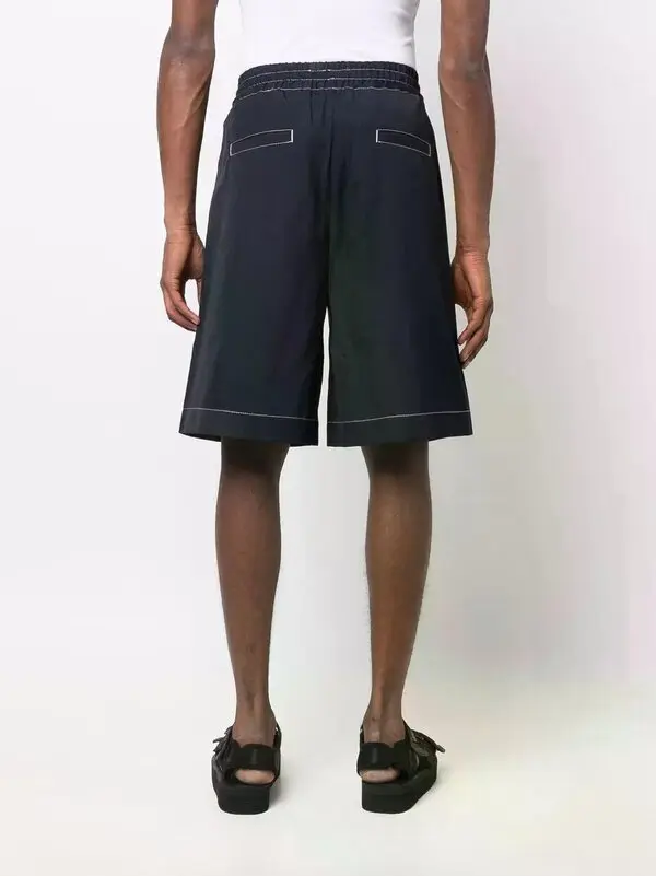 Sunnei Dark Wash Wide Leg Shorts With Contrast Stitching