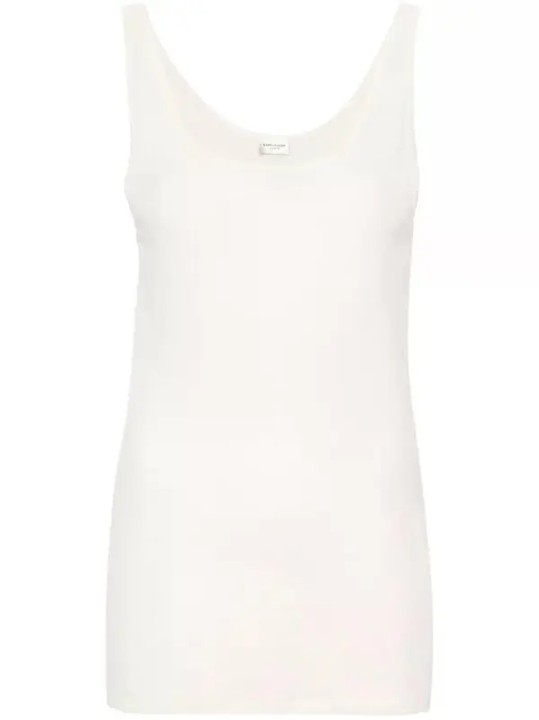 Saint Laurent Fine-ribbed Semi-sheer Tank Top - Neutrals