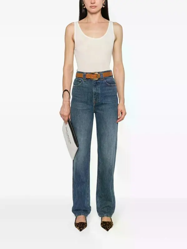 Saint Laurent Fine-ribbed Semi-sheer Tank Top - Neutrals