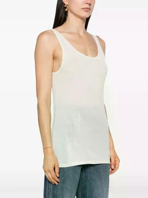 Saint Laurent Fine-ribbed Semi-sheer Tank Top - Neutrals