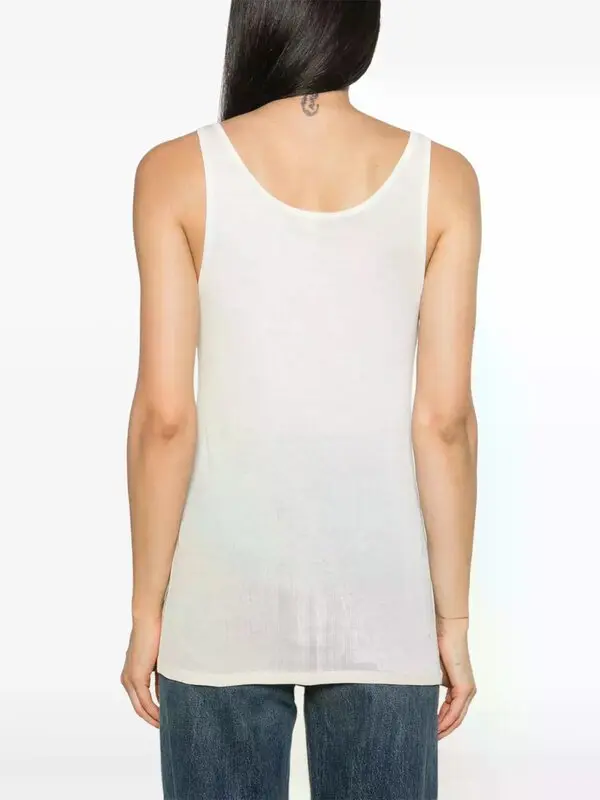 Saint Laurent Fine-ribbed Semi-sheer Tank Top - Neutrals