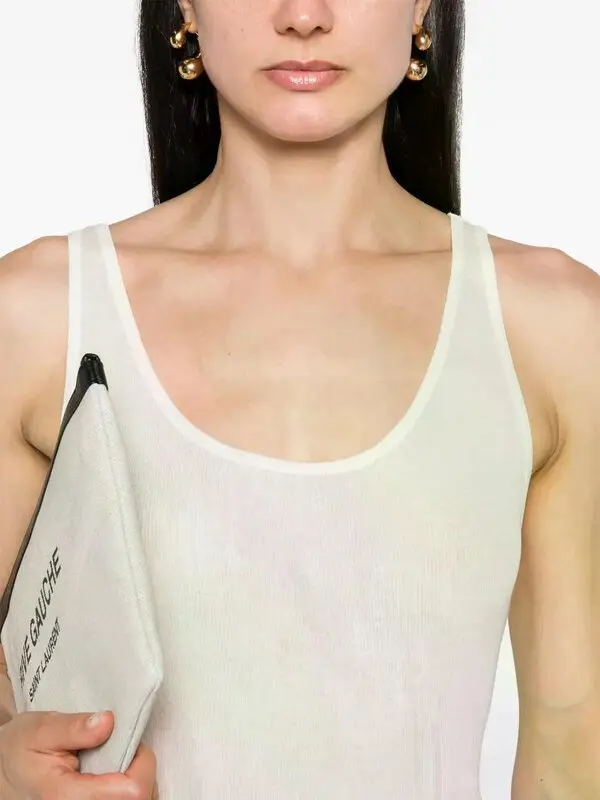 Saint Laurent Fine-ribbed Semi-sheer Tank Top - Neutrals