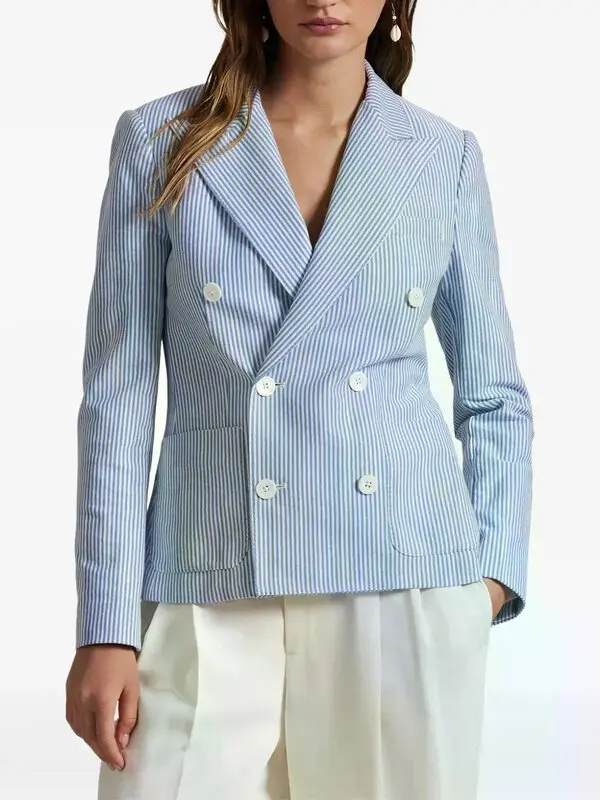 Polo Ralph Lauren Double-breasted Pinstripe Blazer - Blue