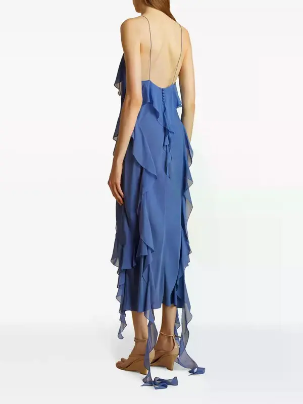 Khaite The Pim Ruffle-trim Silk Midi Dress