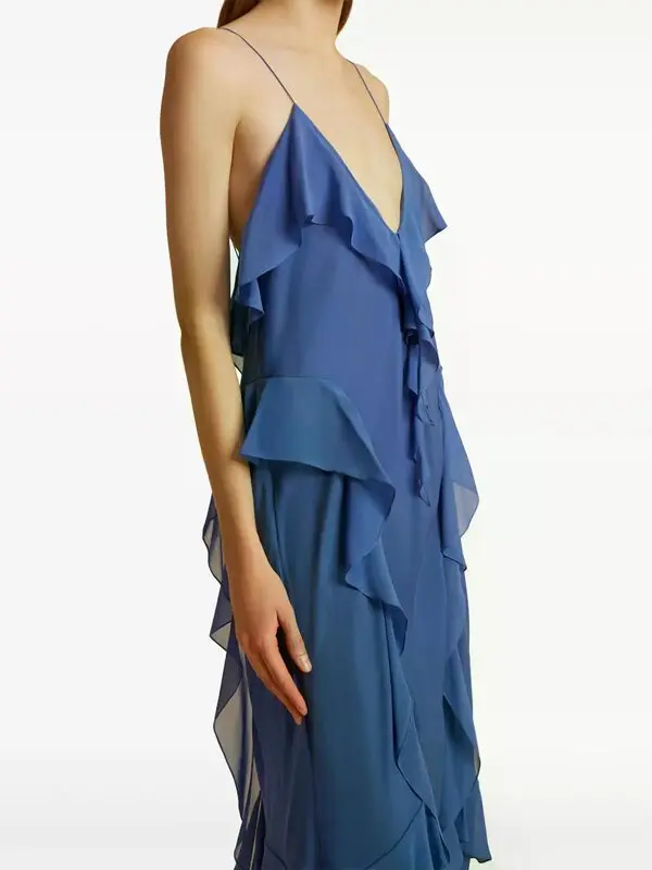 Khaite The Pim Ruffle-trim Silk Midi Dress