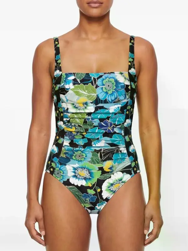 Johnny Was Ruched One-piece Swimsuit - Black