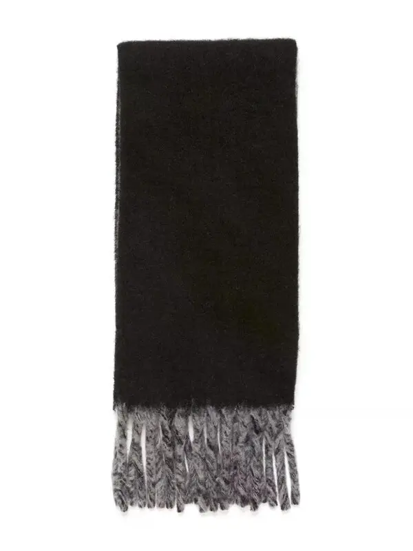 Acne Studios Fringed Logo Scarf - Black