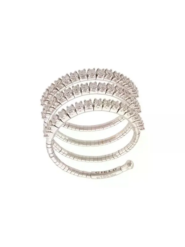 MATTIA CIELO 18kt White Gold Rugiada Three Wrap Diamond Ring - Silver